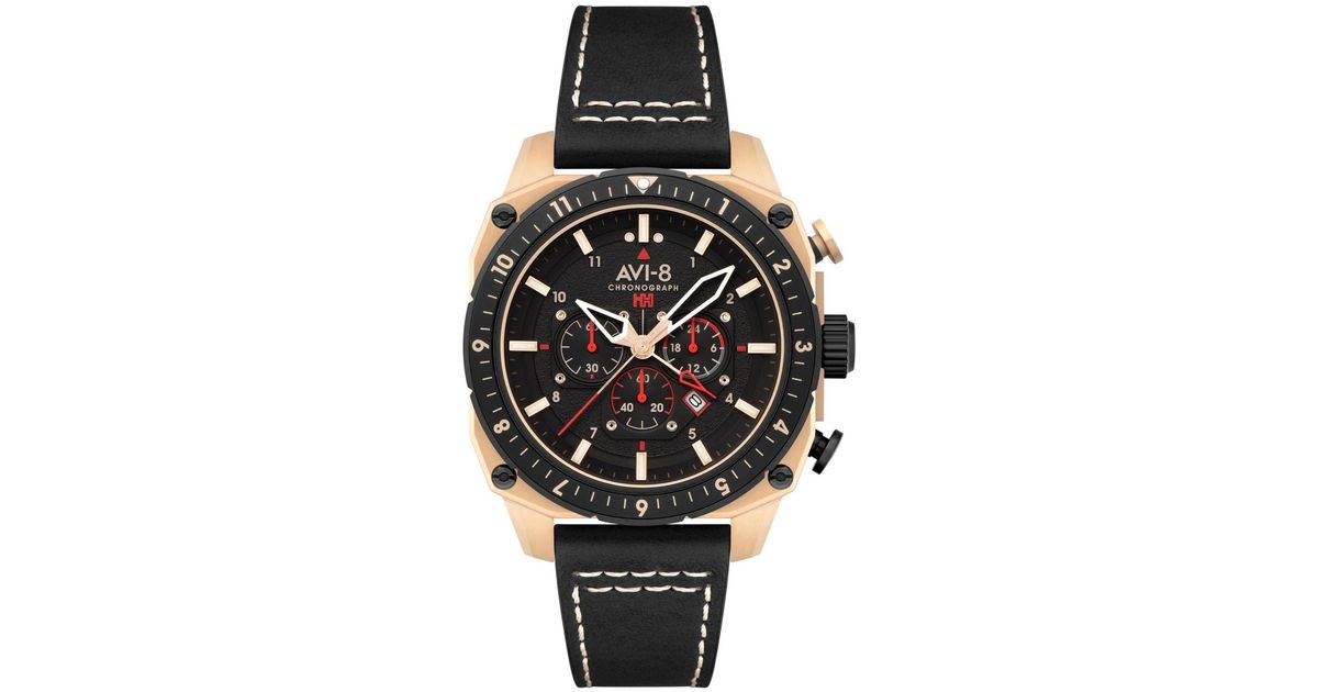 AVI-8 Hawker Hunter Atlas Dual-time Chronograph Leather Strap Watch in ...