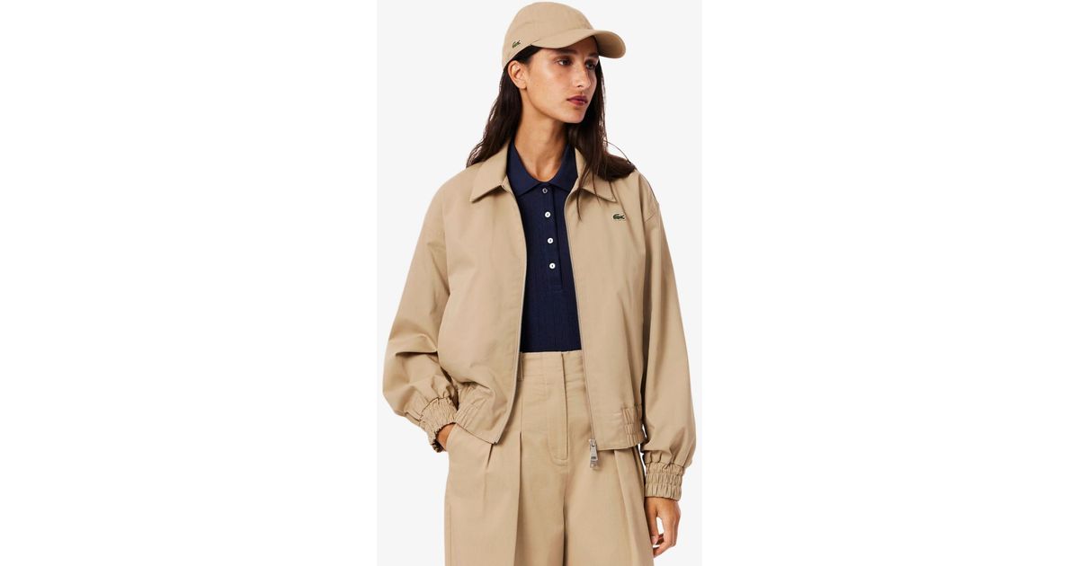 Lacoste Usa Logo Zip Polo Collar Jacket in Natural | Lyst