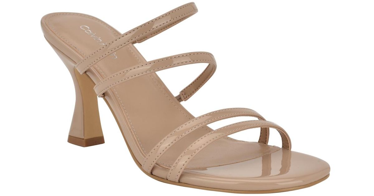 Calvin Klein Jayla Strappy Tapered Heel Sandals in Metallic | Lyst
