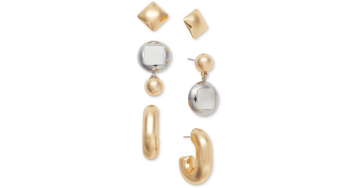 INC International Concepts Two-tone 3-pc. Set Sculptural Earrings in ...
