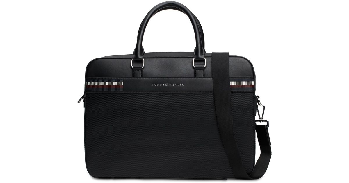 Tommy Hilfiger Textured Logo Computer Bag in Black for Men | Lyst