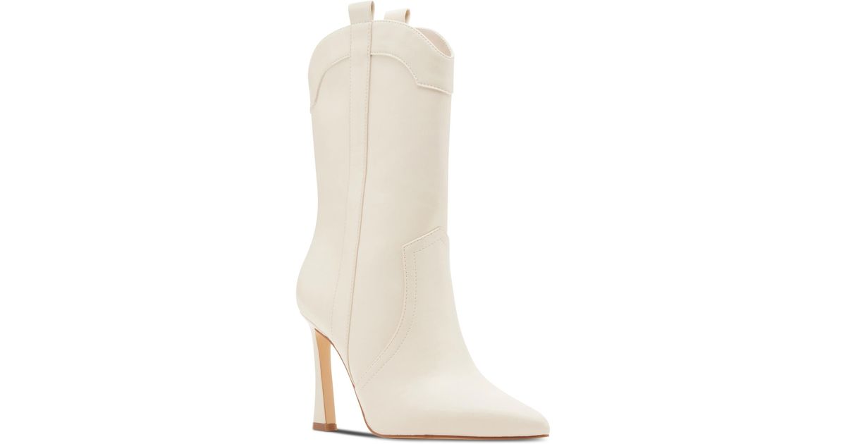 Madden Girl River Flare Heel Western Dress Booties in White | Lyst