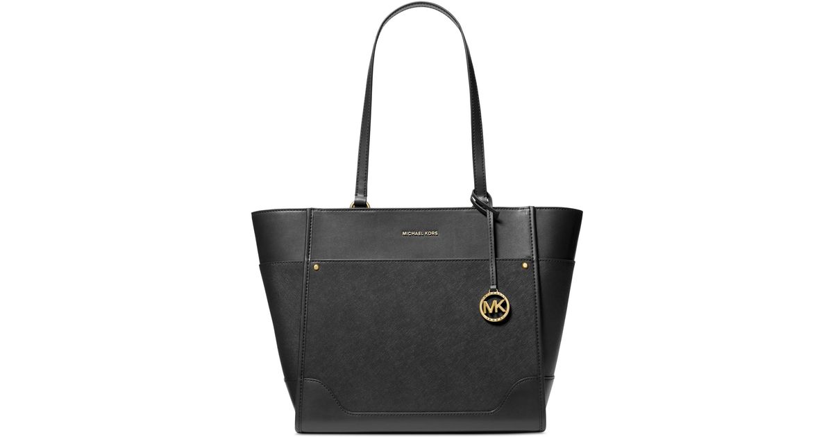 Michael Kors Michael Harrison Large Leather Top Zip Tote in Black | Lyst
