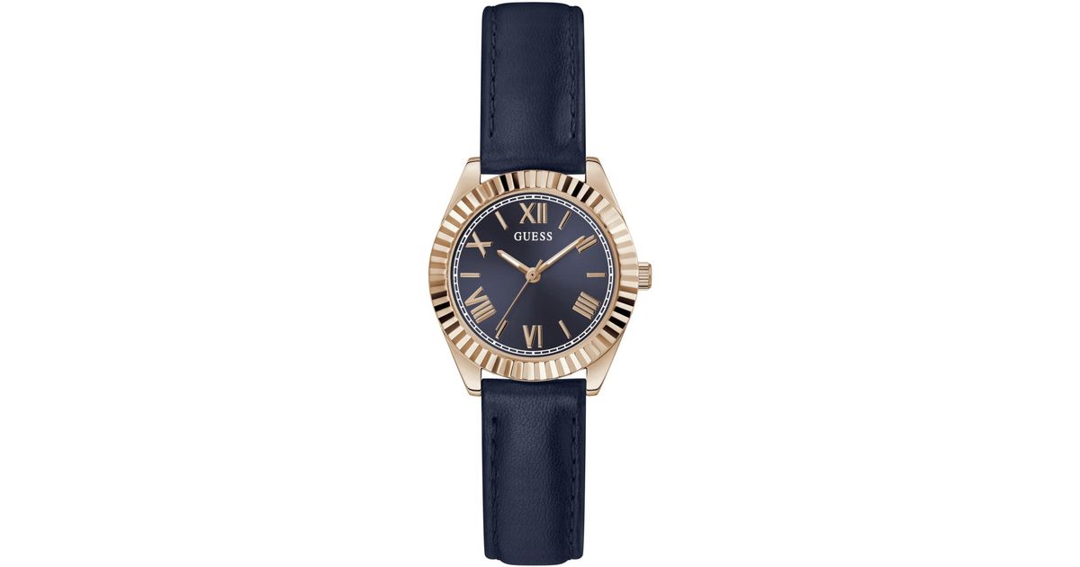 Guess Analog Genuine Leather Watch 30mm in Blue | Lyst