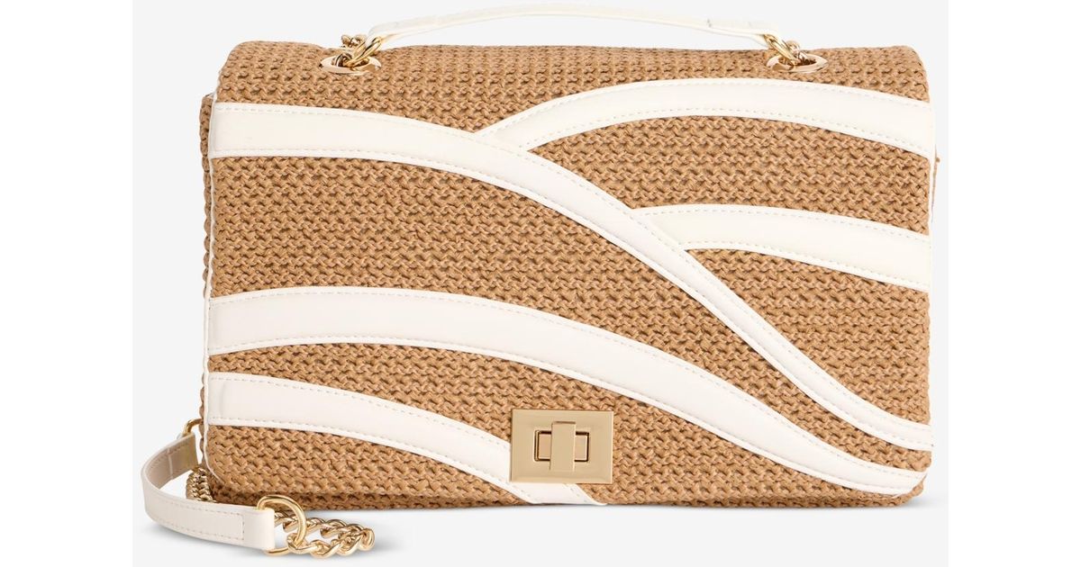 INC International Concepts Ajae Straw Overlay Shoulder Bag in Natural ...