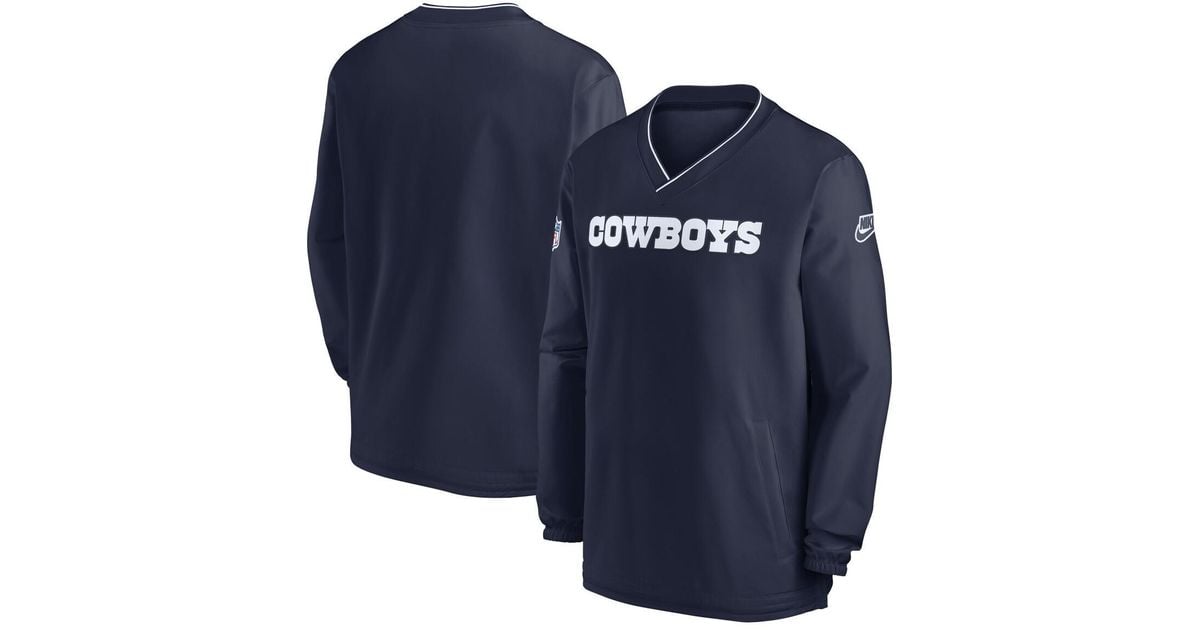 Nike Dallas Cowboys Throwback Logo Long-sleeve V-neck Windshirt in Blue ...