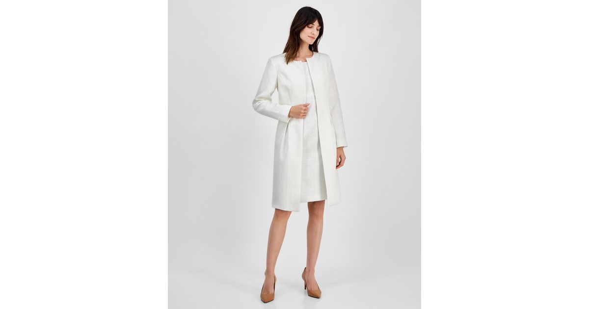 Le Suit Jewel-neck Topper & Empire-seam Midi Dress in White | Lyst