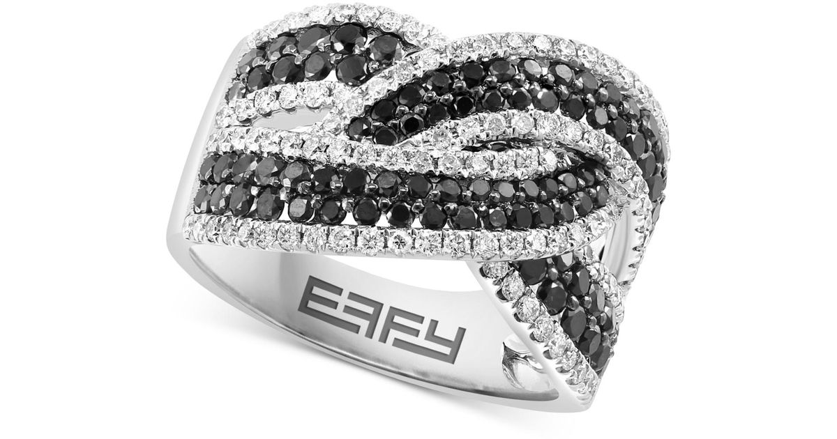 Effy Effy Black & White Diamond Knot Ring (2-1/3 Ct. T.w. in Metallic ...