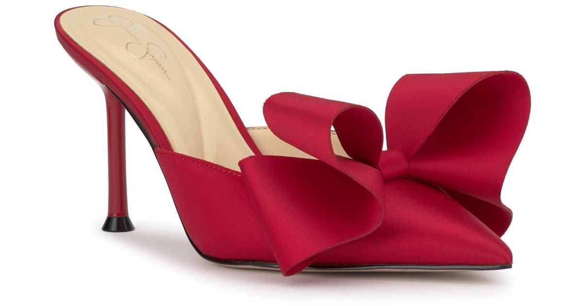 Jessica Simpson Valrin Bow Stiletto Mules in Red | Lyst