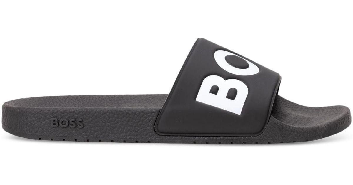 BOSS By Hugo Aryeh Slip-on Slide Sandals in Black for Men | Lyst