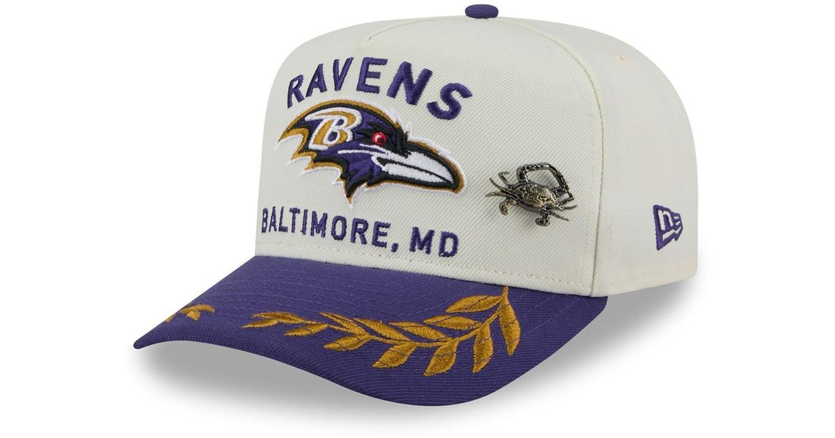 KTZ Cream/purple Baltimore Ravens 2025 Nfl Draft A-frame 59fifty Fitted ...