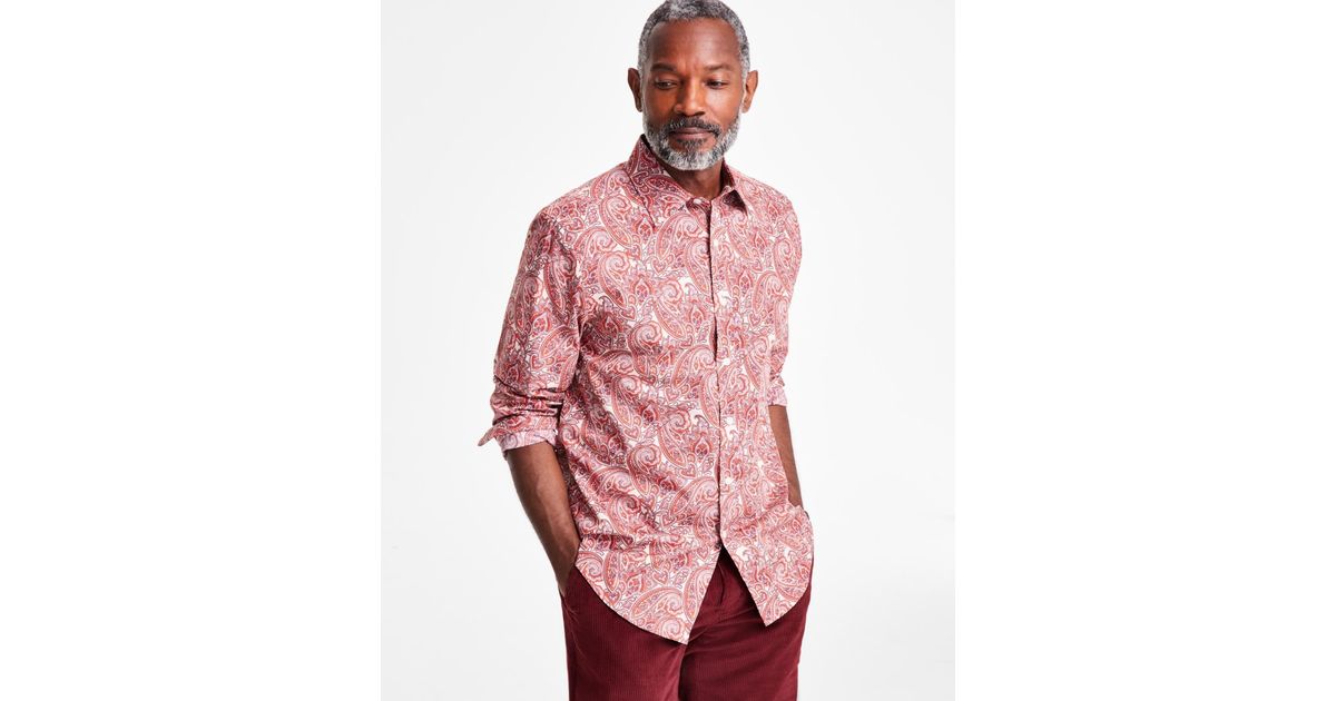 Club Room Cillian Long Sleeve Button-front Paisley Shirt in Pink for ...