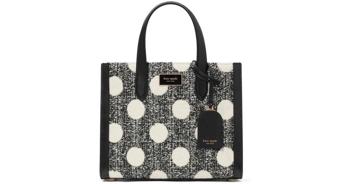 Kate Spade Manhattan Dot Tweed Small Tote Bag in Black | Lyst