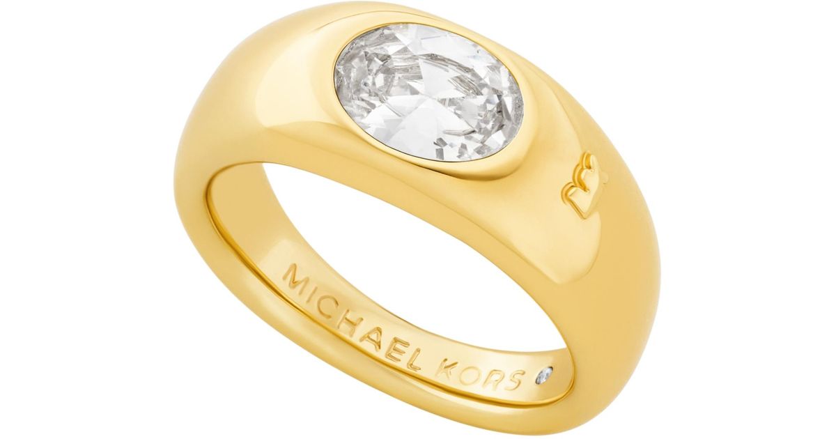 Michael Kors 14k Gold-plated Brass Oval Stone Ring in Metallic | Lyst
