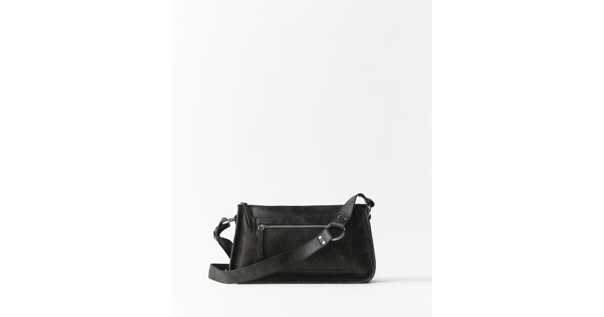 Mango Metallic Details Leather Bag in Black | Lyst