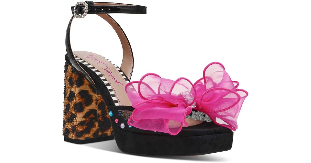 Betsey Johnson Palloma Platform Bow Dress Sandals in Pink | Lyst