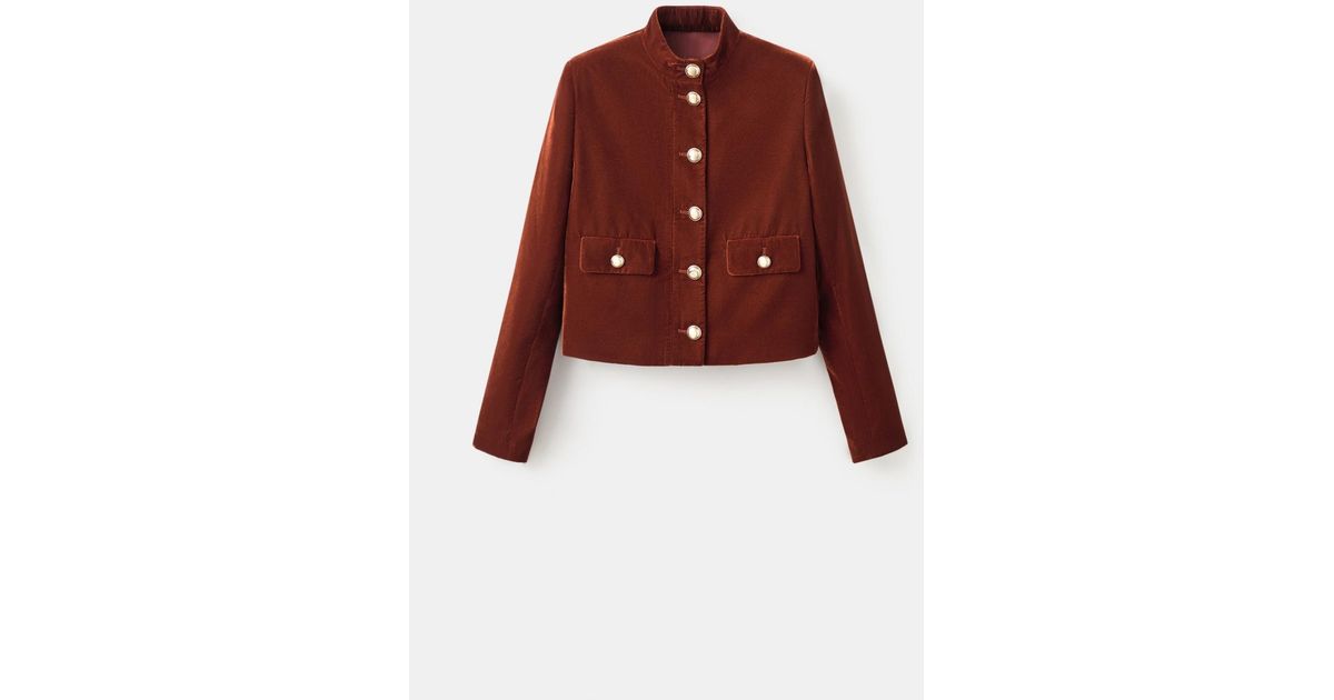 Mango Velvet Jacket in Red | Lyst