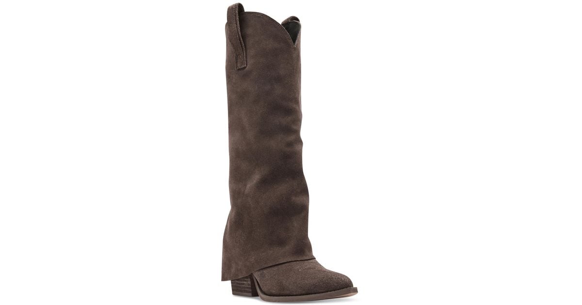 Steve Madden Sorvino Slouch Cuffed Western Boots in Brown | Lyst