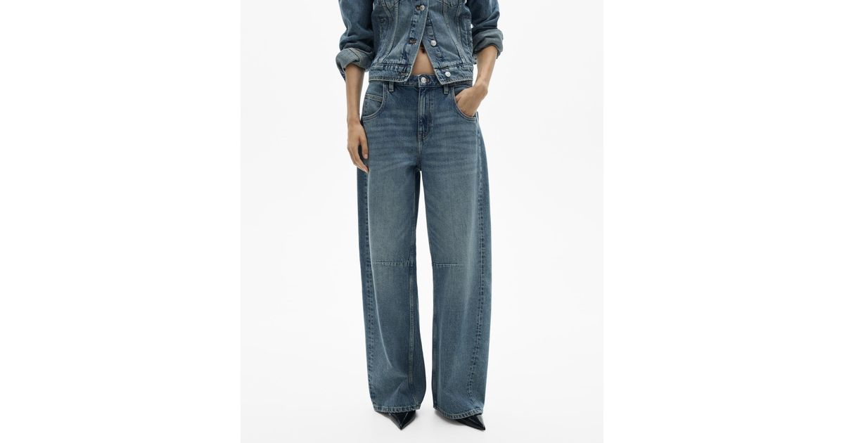 Mango Astrid Wide Leg Medium-rise Jeans in Blue | Lyst