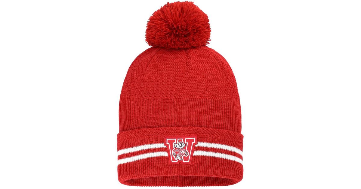 Under Armour Wisconsin Badgers Throwback Drive Cuffed Pom in Red for ...