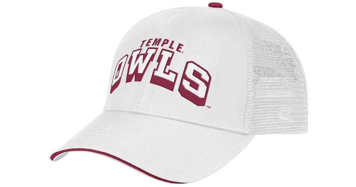 Colosseum Athletics Temple Owls Wyatt Adjustable Hat in White for Men ...