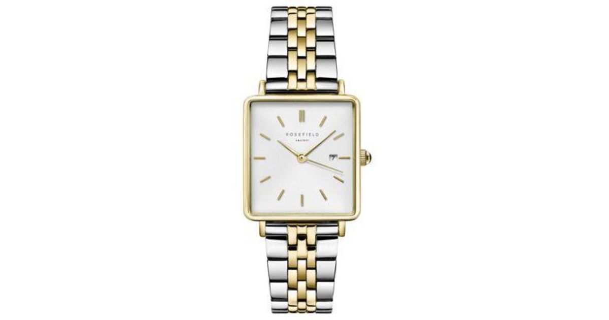 ROSEFIELD Boxy Two Tone Stainless Steel Bracelet Watch 28mm in Metallic ...