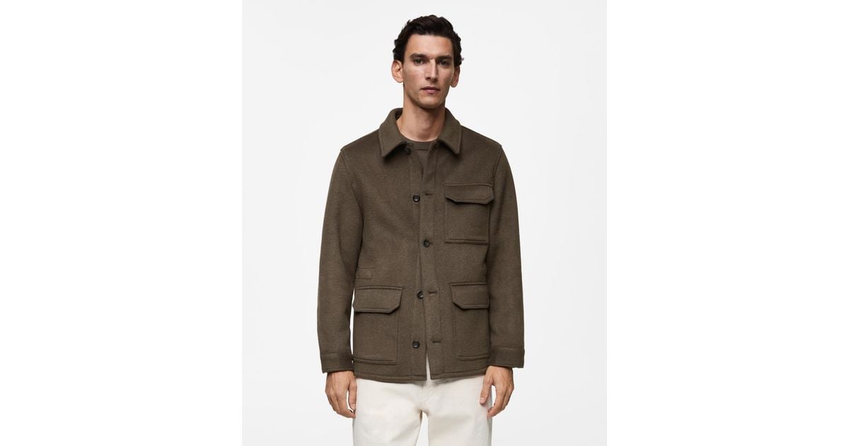 Mango Wool-blend Field Jacket in Brown for Men | Lyst