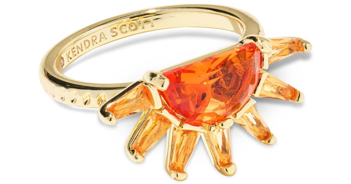 Kendra Scott Gold-tone Samantha Sun Band Ring in White | Lyst