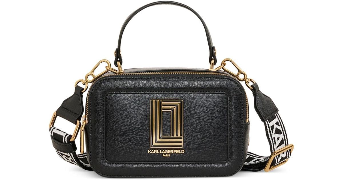 Karl Lagerfeld Simone Small Leather Crossbody in Black | Lyst