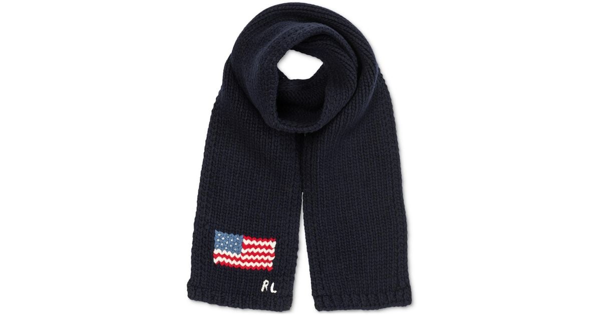 Polo Ralph Lauren Intarsia Flag Scarf in Blue for Men | Lyst