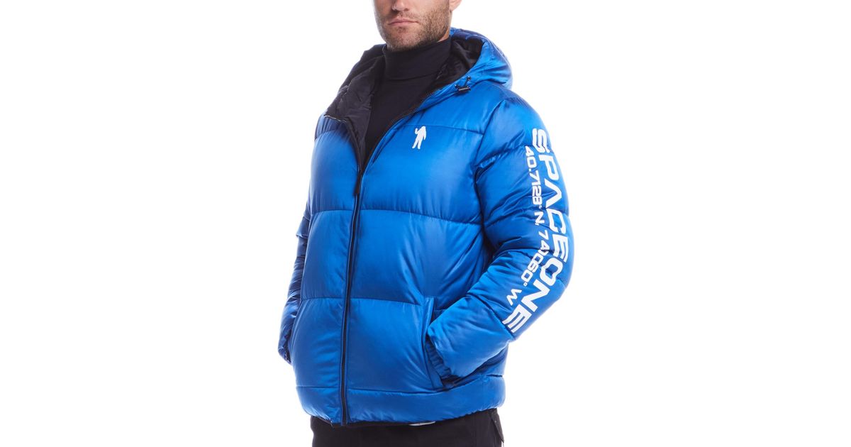 Space One Nasa Inspired Reversible Puffer Jacket in Blue for Men | Lyst
