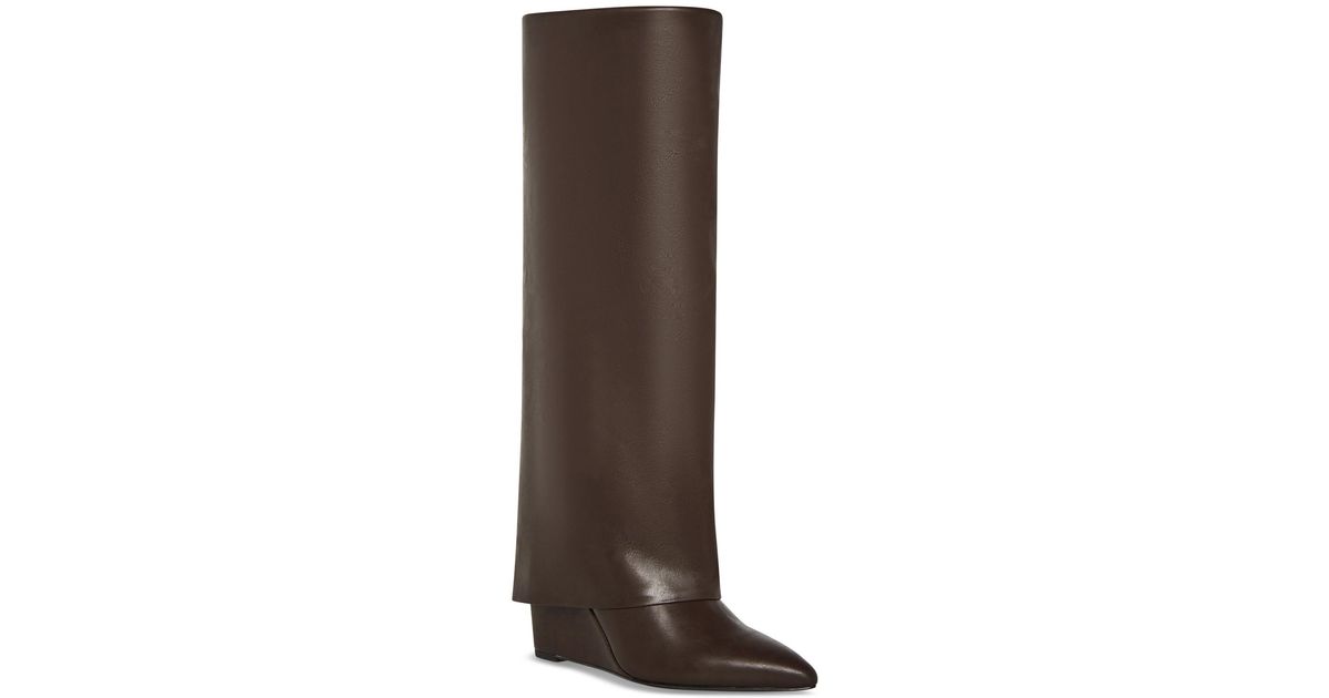 Madden Girl Evander Fold-over Cuffed Knee High Wedge Dress Boots in ...