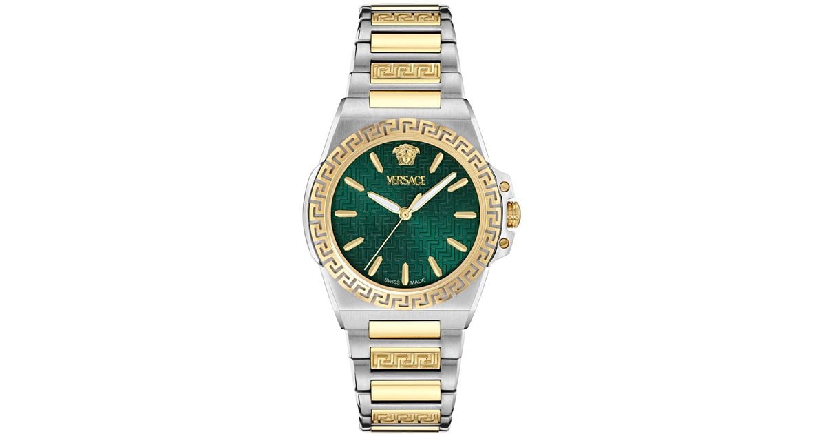 Versace Swiss Greca Reaction Two-tone Stainless Steel Bracelet Watch ...