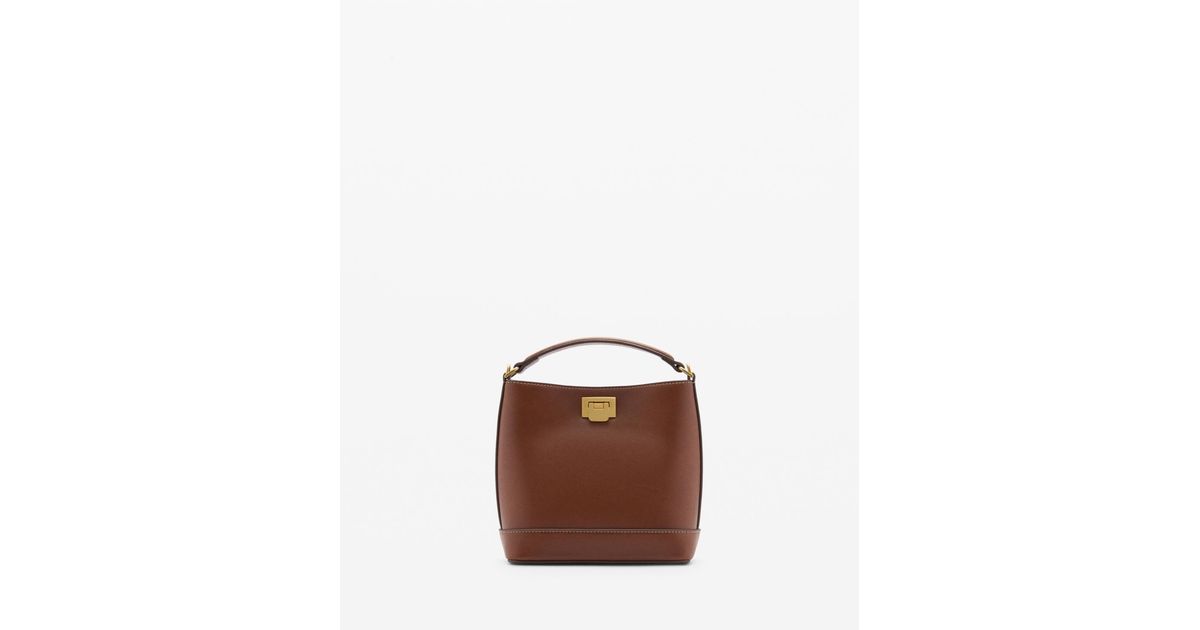 Mango Rear Padlock Mini-shopper Bag in Brown | Lyst