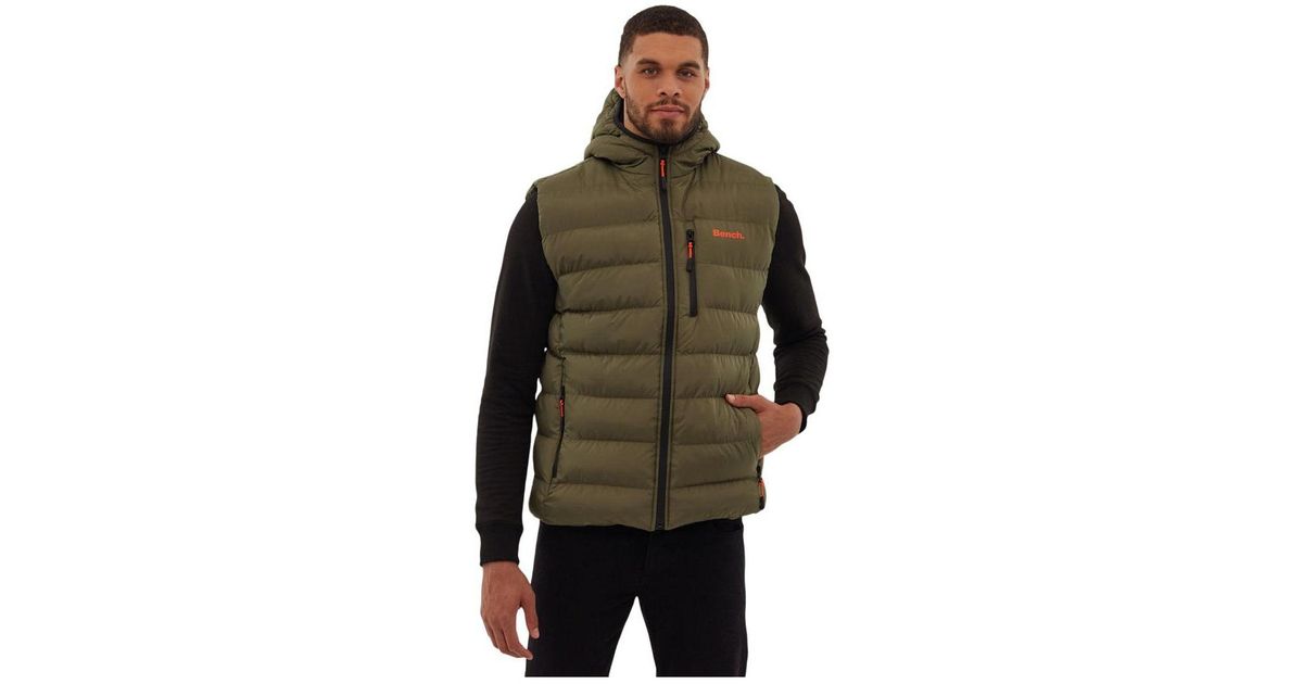 Bench DNA Bench Galban Hooded Puffer Vest in Green for Men | Lyst
