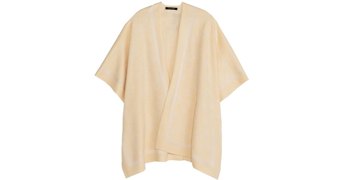 Ralph Lauren Matte Shine Logo Ruana in Natural | Lyst
