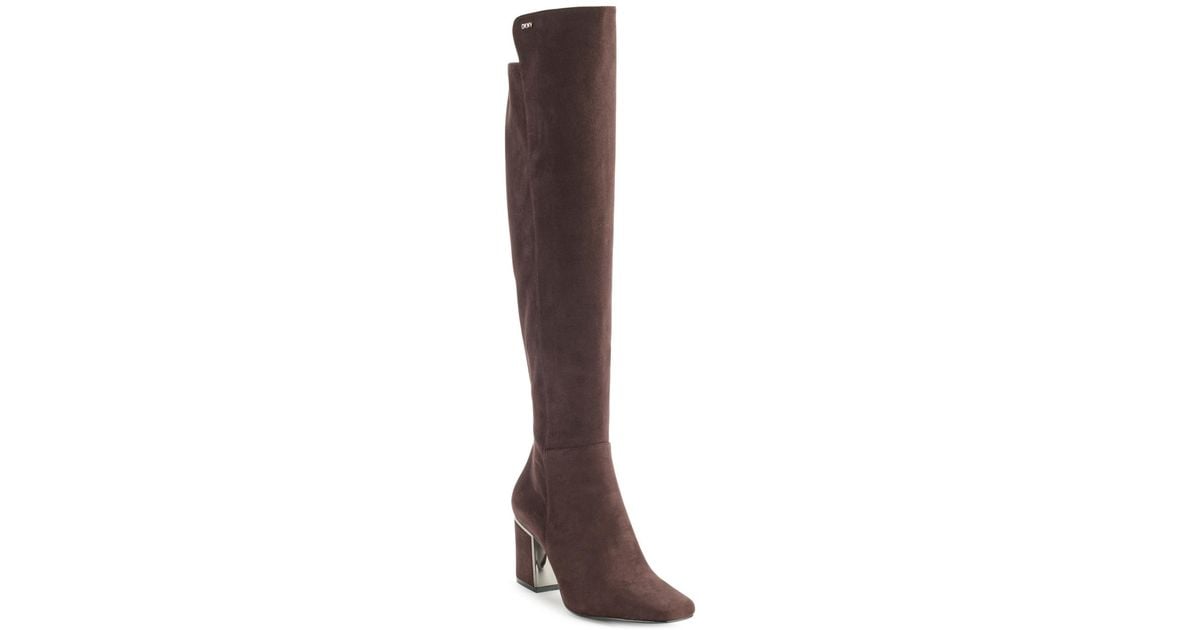 DKNY Cilli Almond Toe Knee High Boots in Brown | Lyst