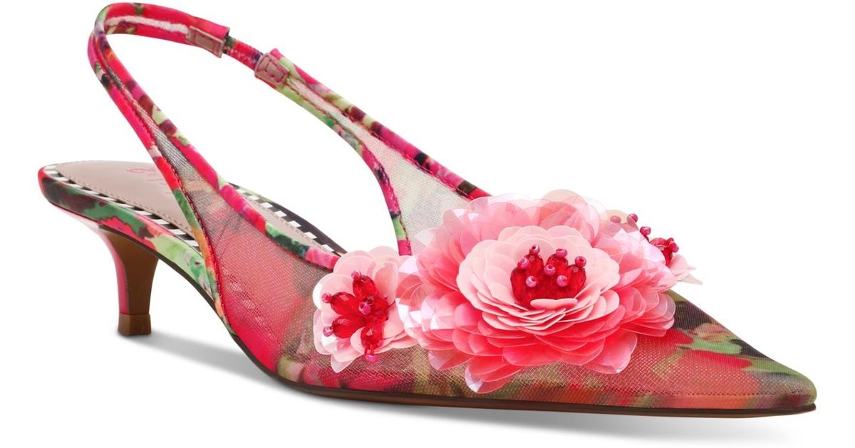Betsey Johnson Audree Floral Mesh Slingback Pumps in Pink | Lyst