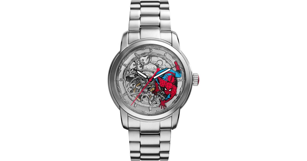 Fossil Marvel X Limited Edition Automatic Silver Stainless Steel Watch ...