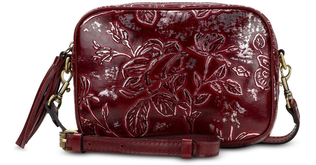 Patricia Nash Josie Small Rectangle Bark Leaves Leather Crossbody in ...