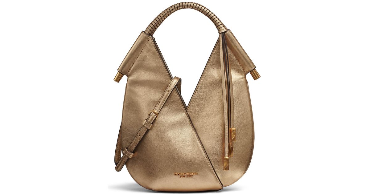 Donna Karan Metallic Micro Crossbody Bag in Natural | Lyst