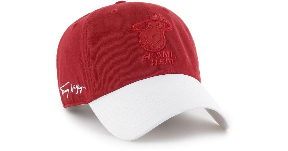 '47 X Tommy Hilfiger Red/white Miami Heat Courtside Cleanup Adjustable ...