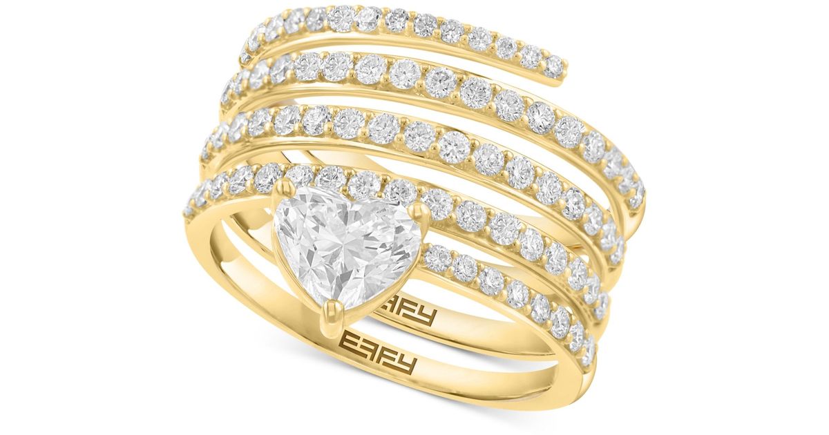 Effy Effy Lab Grown Diamond Heart & Round Coil Wrap Ring (1-7/8 Ct. T.w ...