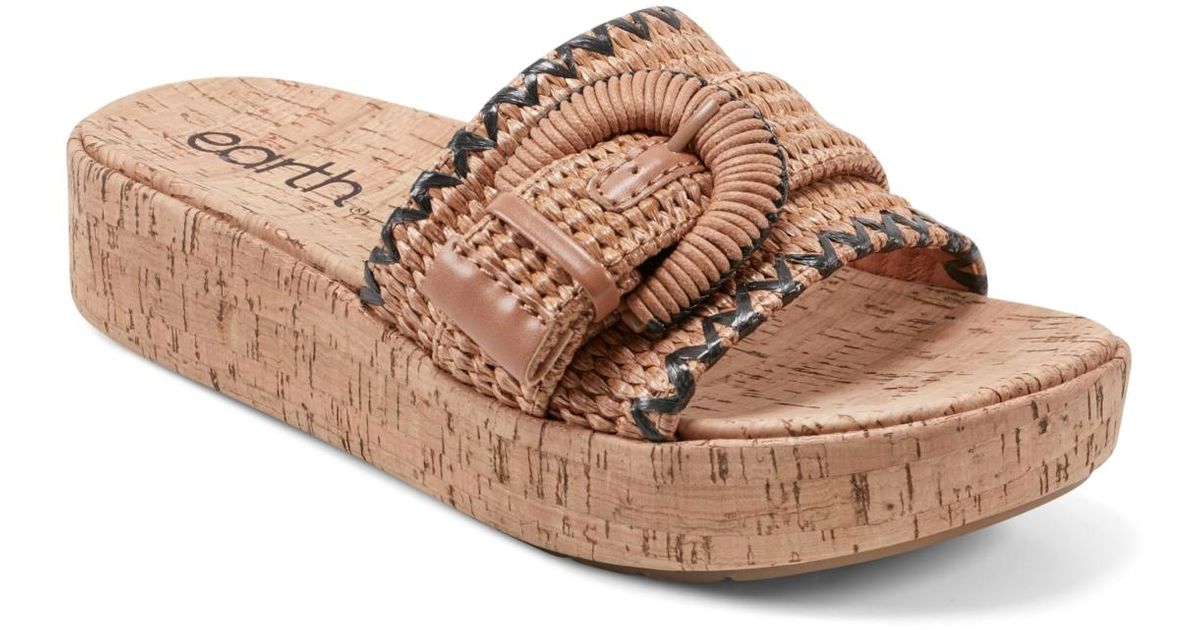 Earth Samsy Platform Slide Sandals in Brown | Lyst