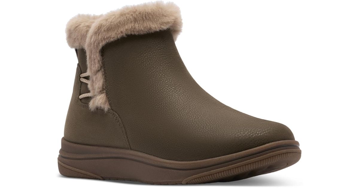 Clarks Cloudsteppers Breeze Wedge Ankle Booties in Brown | Lyst