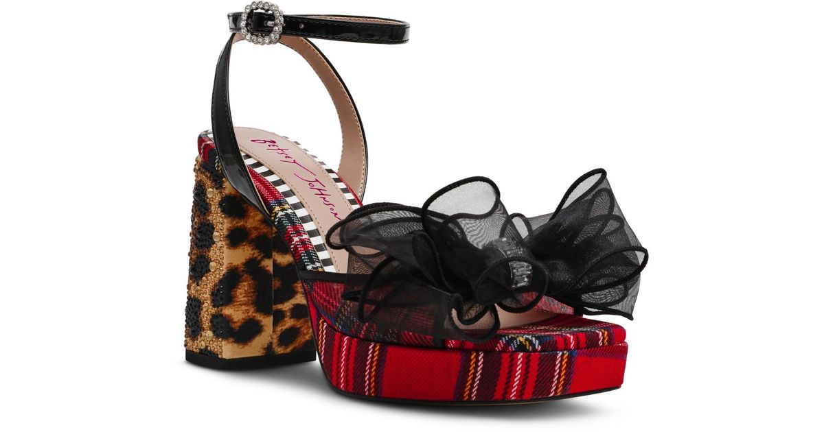 Betsey Johnson Palloma Platform Bow Dress Sandals in Red | Lyst