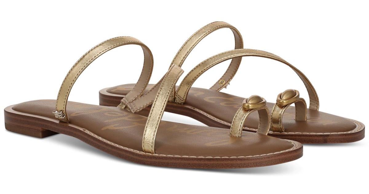 Sam Edelman Harlyn Slide Flat Sandals in Brown | Lyst