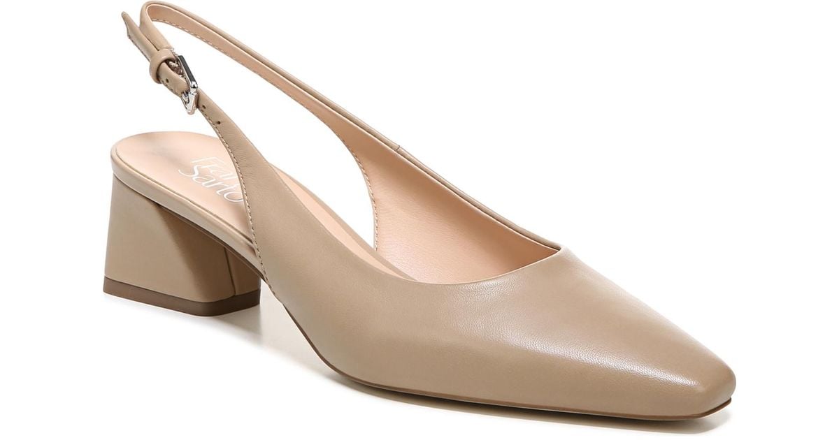 Franco Sarto Jacer Snip Toe Block Heel Slingback Pumps in Natural | Lyst