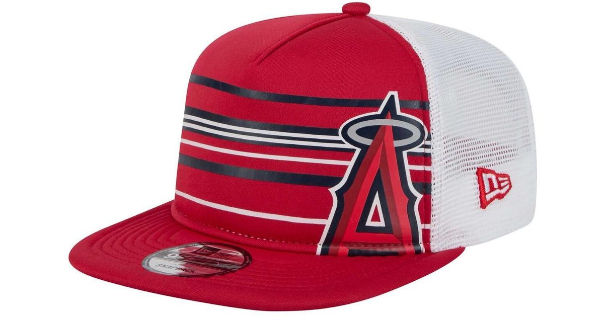 KTZ Los Angeles Angels 9fifty A-frame Trucker Snapback Hat in Red for ...