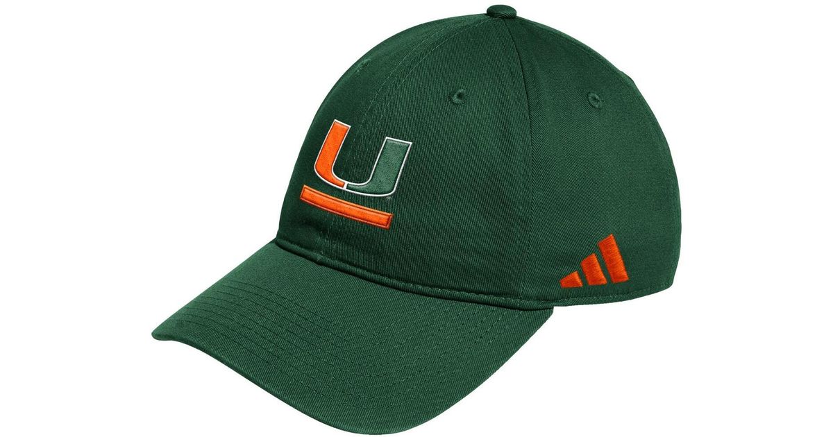 adidas Miami Hurricanes Locker Room Adjustable Slouch Hat in Green for ...